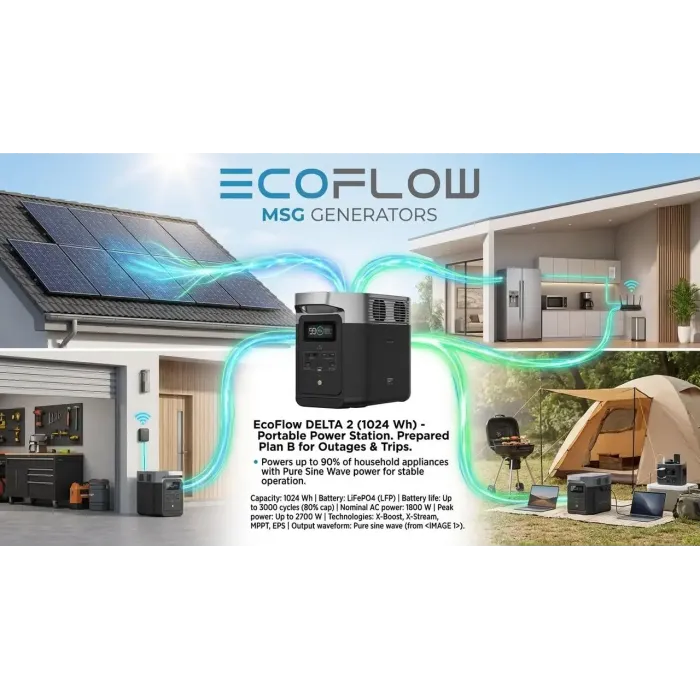 EcoFlow DELTA 2 1024Wh 1800W — LiFePO4, UPS, Wi-Fi | MSG Generators